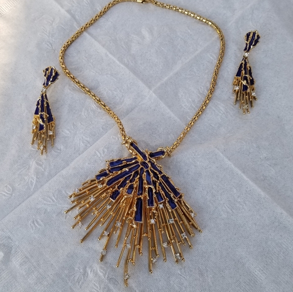 Panetta | Jewelry | Art Deco Gold And Blue Statement Necklace Panetta ...